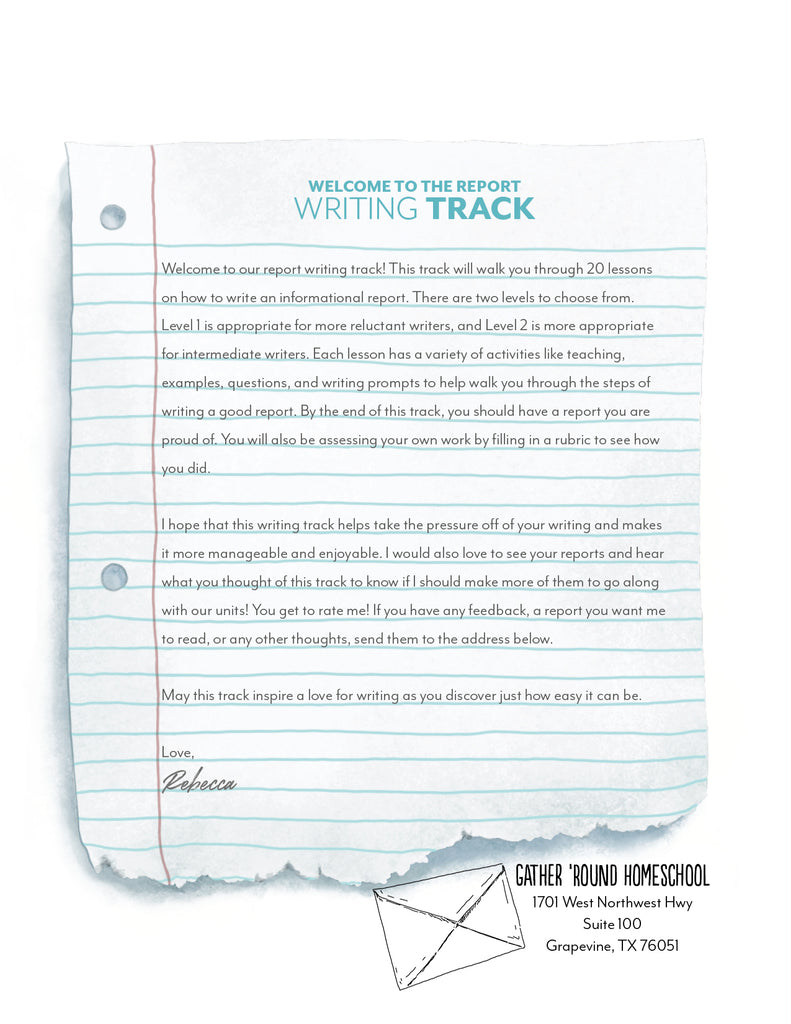 Report Digital Writing Track – Gather 'Round Homeschool