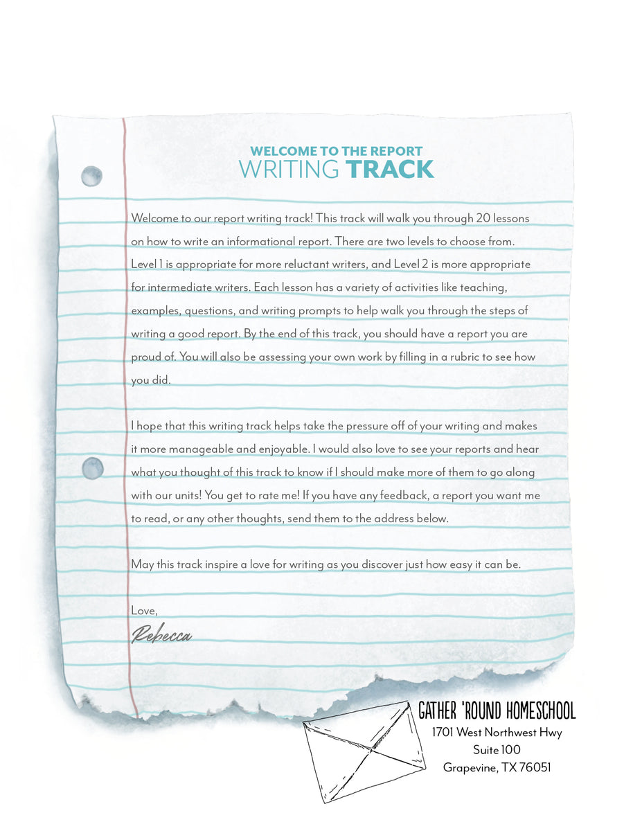 Report Printed Writing Track – Gather 'Round Homeschool Canada